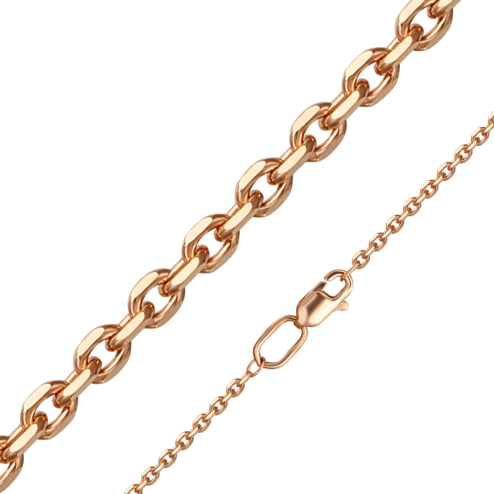 Цепь из красного золота с алмазной гранью (плетение «Якорное») 21-0803 ...