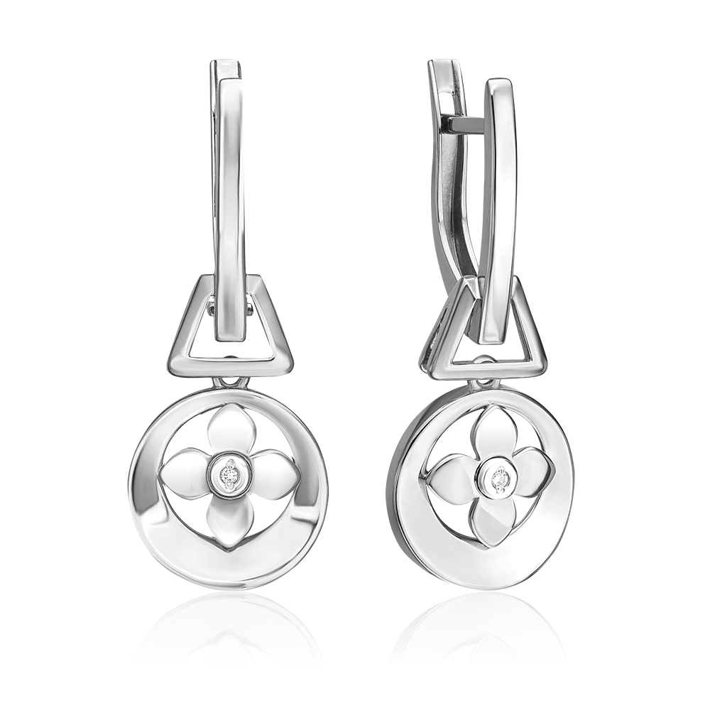 Серьги с английским замком из белого золота с бриллиантом 02-5008-00-101-1120 купить в интернет ...